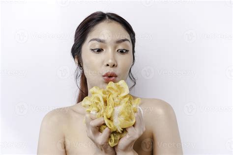 Portrait Of Happy Asian Girl Taking Shower With Gel She Washing With
