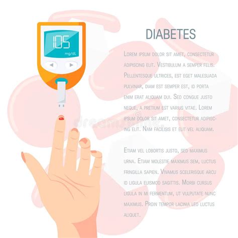 Diabetes Concept In Flat Style Vector Design Stock Illustration