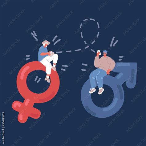 Cartoon Vector Illustration Of Gender Symbol Man And Woman Sitting At