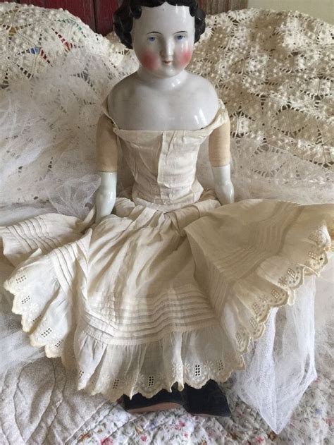Antique Large German China Shoulder Head Conta Boehme Doll Flat Top Hi