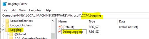configmgr client enable verbose logging debug logging sccm