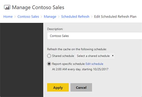 how to configure power bi report scheduled refresh power bi