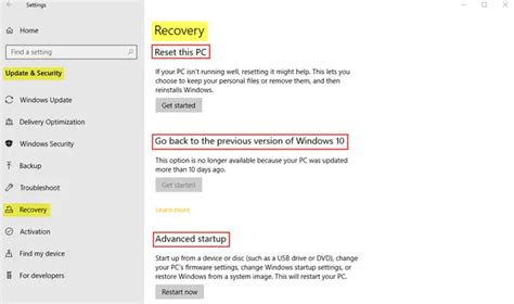 Windows Update And Security Settings In Windows 10