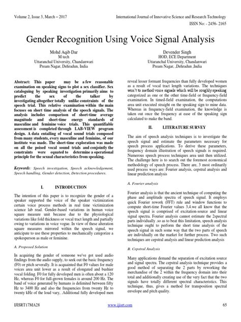 Gender Recognition Using Voice Signal Analysis Spectral Density