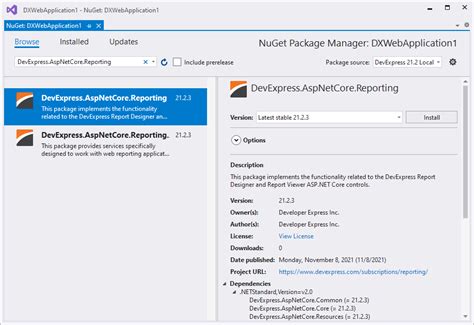 add the query builder to an application asp core controls