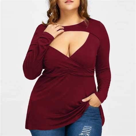 2018 Zanzea Women Solid Plunge Keyhole Elegant Long Sleeve Blouse Top