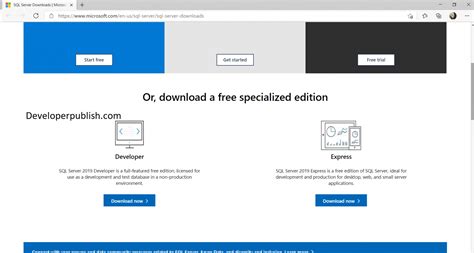 download and installing sql server 2019 developer edition for free