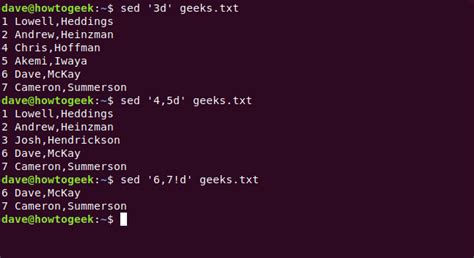 how to use the sed command on linux
