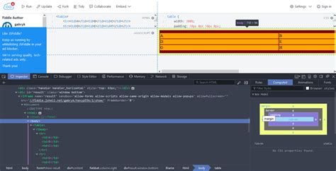 css html table width page width right padding not