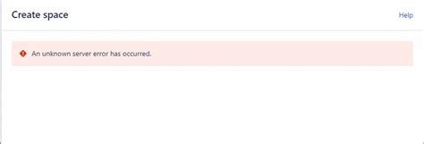 creating a new space in confluence fails with an unknown server error