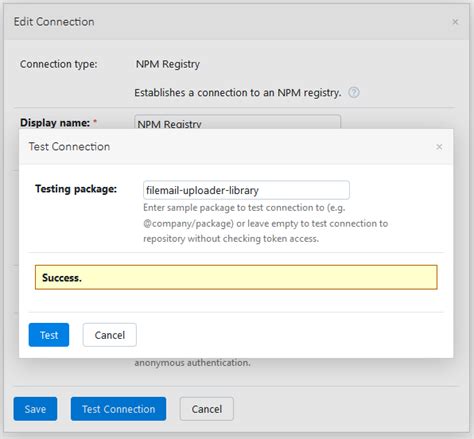 node js using npm registry connection build feature in teamcity to