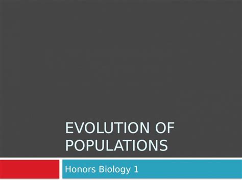 Pptx Evolution Of Populations Honors Biology 1 Variation Inherited