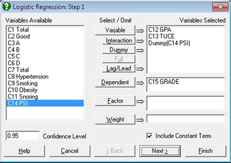 unistat statistics software logistic regression