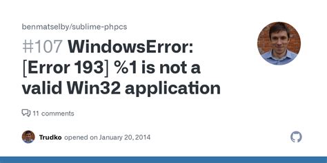 windowserror [error 193] 1 is not a valid win32 application · issue