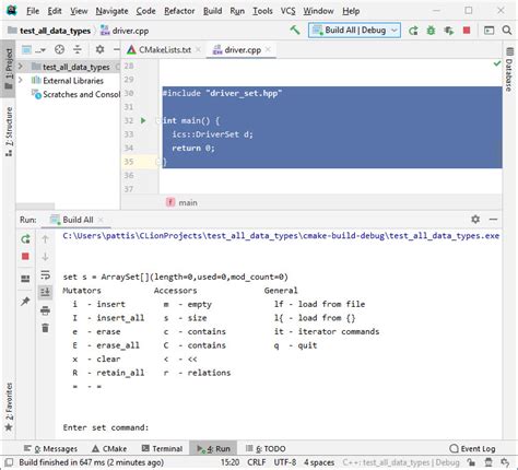 clion ide downloading installing and testing