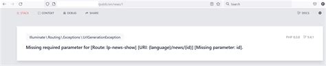 php laravel 9 localization got error missing parameter id when cast