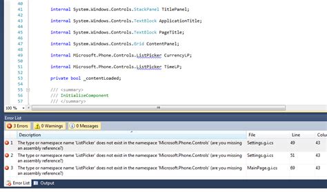 c the type or namespace name listpicker does not exist in the
