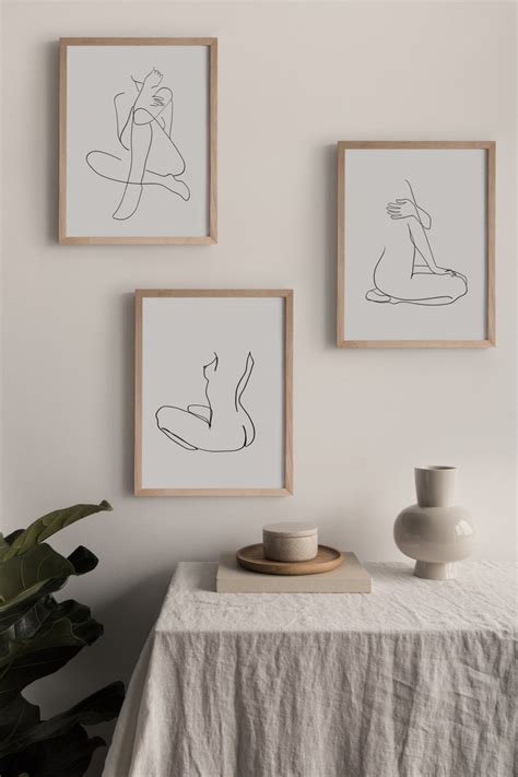 Gallery Printable Minimalist Female Set Of 3 Line Art Erotic Etsy