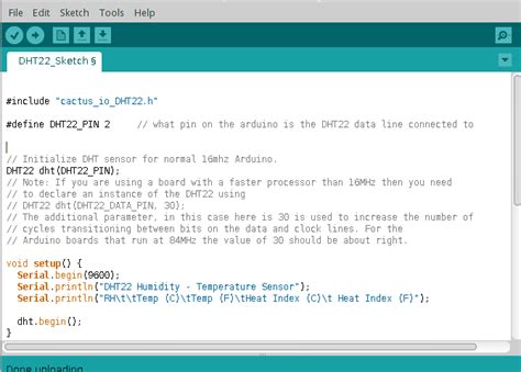 temperature and humidity sensor dht22 in arduino uno