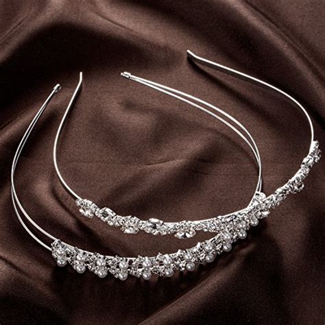 Tecunite 4 Pieces Rhinestones Wedding Headbands Crystal Flower Girl