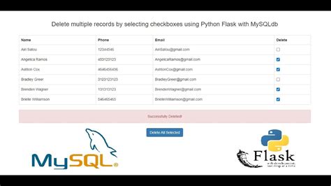 delete multiple records by selecting checkboxes using