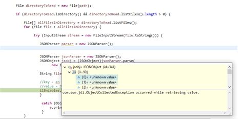 java getting objectcollectedexception occurred while