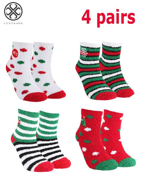 Luxtrada Women Christmas Fuzzy Socks Fluffy Socks Winter Warm Cozy