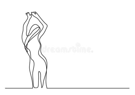 Continuous Line Drawing Of Dancing Woman Stock Vector Illustration Of