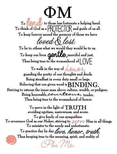 Phi Mu Crafts Sorority Crafts Phi Mu Creed Philosophy Major Mary