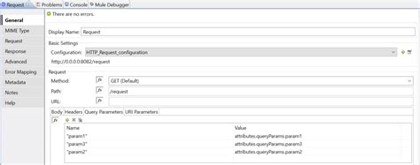 how to set up optional query parameters in request connector mule