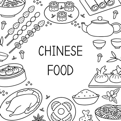Premium Vector Chinese Food Doodle Set Asian Cuisine Shumai Candied