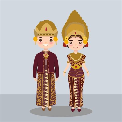 Premium Vector Cute Bali Couple Bride And Groom In Traditional Dress