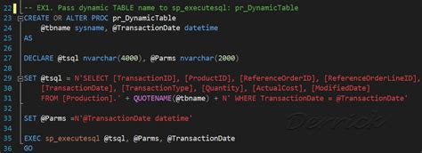 德瑞克：sql server 學習筆記 dynamic sql pass dynamic table name