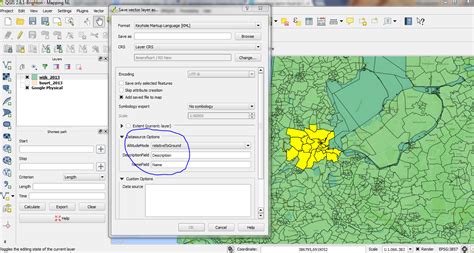 shapefile exporting attributes in kml file using qgis geographic