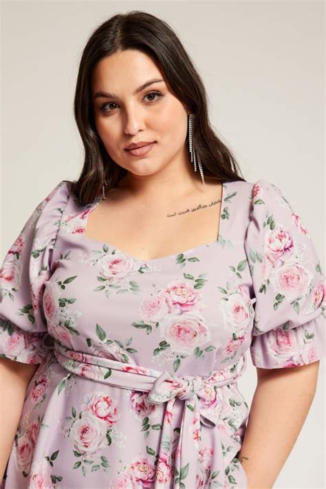 Yours London Plus Size Light Pink Floral Print Peplum Top Yours Clothing