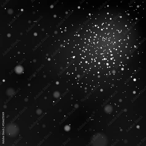Silver Stars Black Night Sky Background Abstract Bokeh Glowing Space