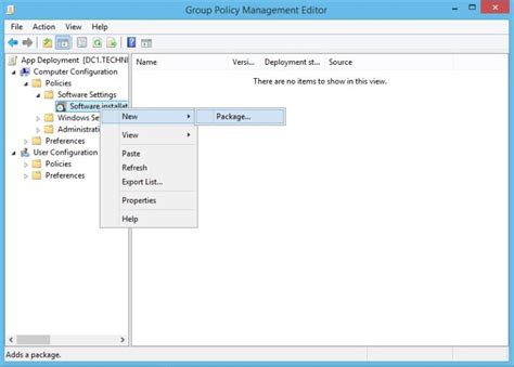 how to deploy software using group policy server 2016 technig