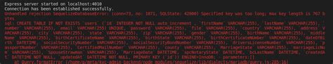mysql node js migration issue unhandled rejection