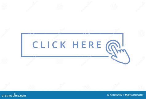 click here button with hand pointer clicking touch vector icons set