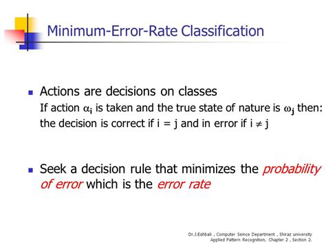 Chapter 2 Bayesian Decision Theory Part 2 Minimum Error Rate