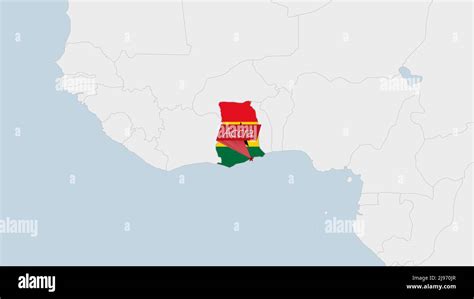 Ghana Map Highlighted In Ghana Flag Colors And Pin Of Country Capital