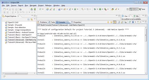 using c opencv code with android binary package opencv v242 images
