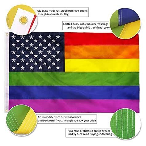 Embroidered Pride Rainbow Usa Flag 3x5 Outdoor Heavy Duty 210d Nylon