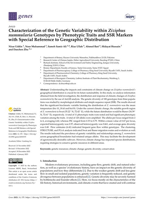 Pdf Characterization Of The Genetic Variability Within Ziziphus