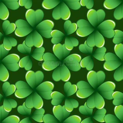 Green Clover Leaves Seamless Pattern Stock Vector Illustration Of