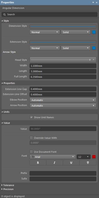configuring draftsman angular dimension object properties in altium