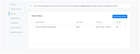 new in docker hub personal access tokens docker