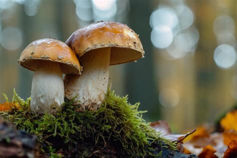 Premium Photo Mushroom Harvest Porcini Amongst Trees