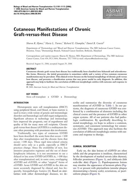 Cutaneous Manifestations Of Chronic Graft Versus Host Disease Docslib