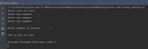 python program to implement linear search algorithm programming in python